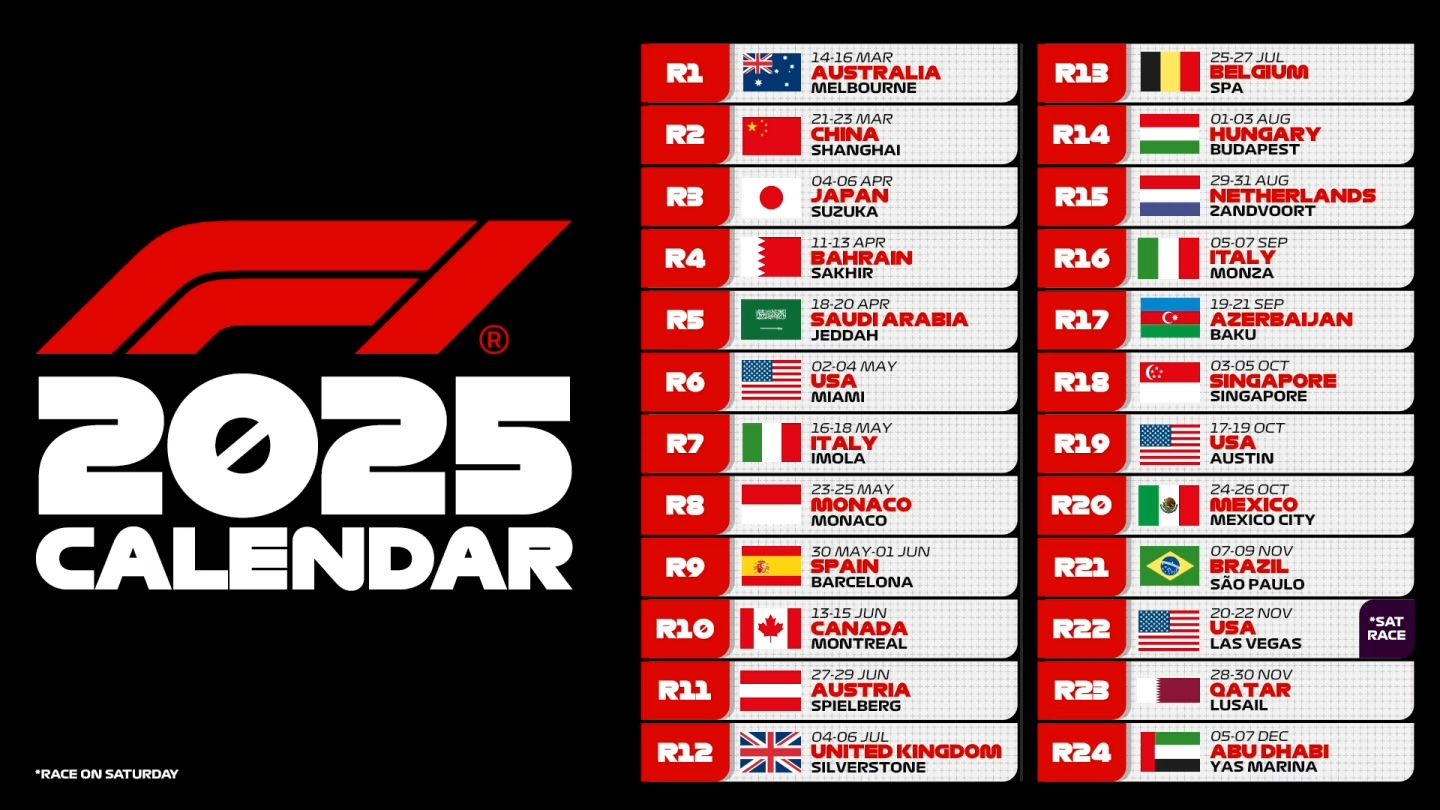 La Formule 1 dévoile le calendrier de la saison 2025 pour célébrer son ...