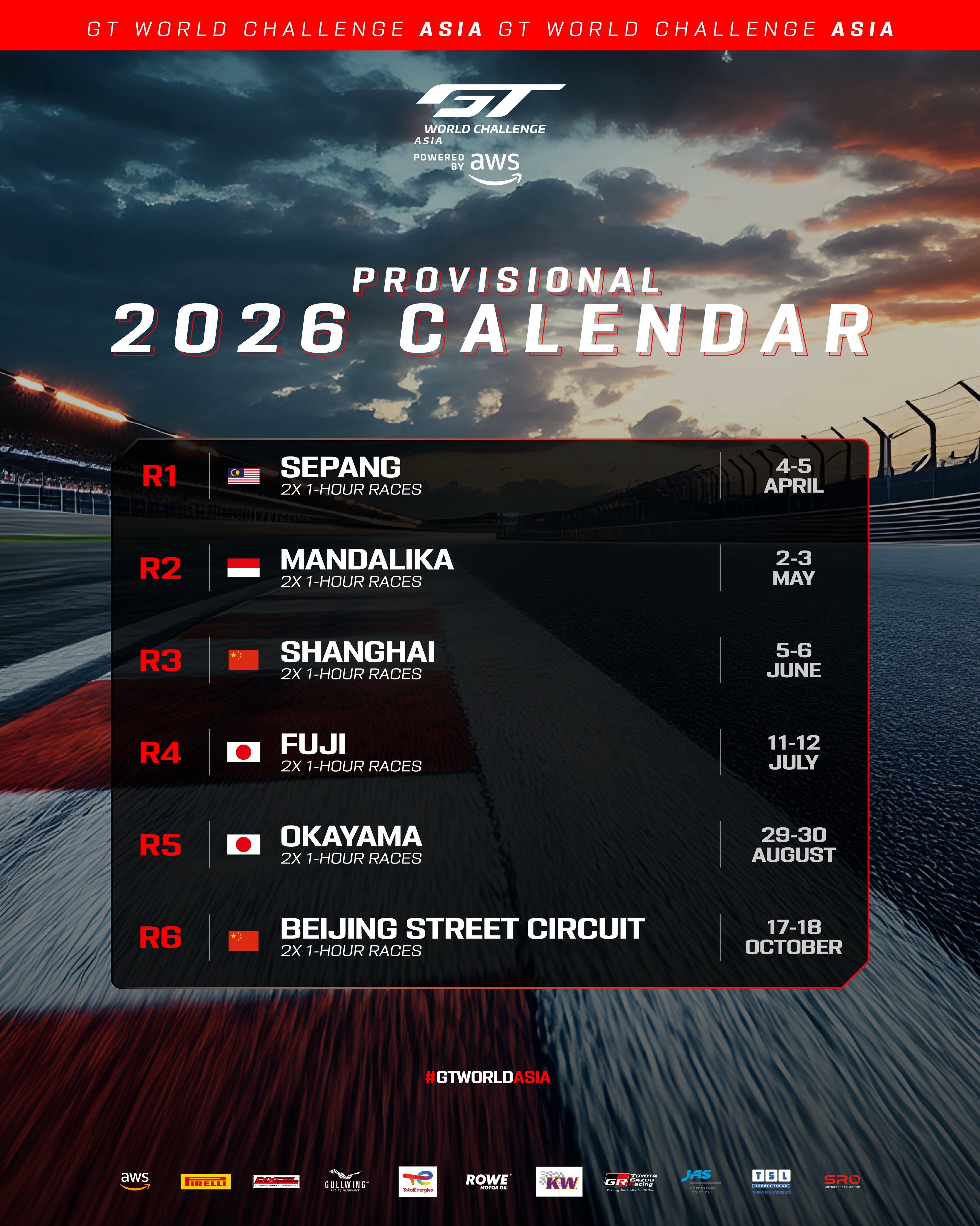 GT World Challenge Asia 2026 Calendar Confirmed – Calendar Adds Second ...