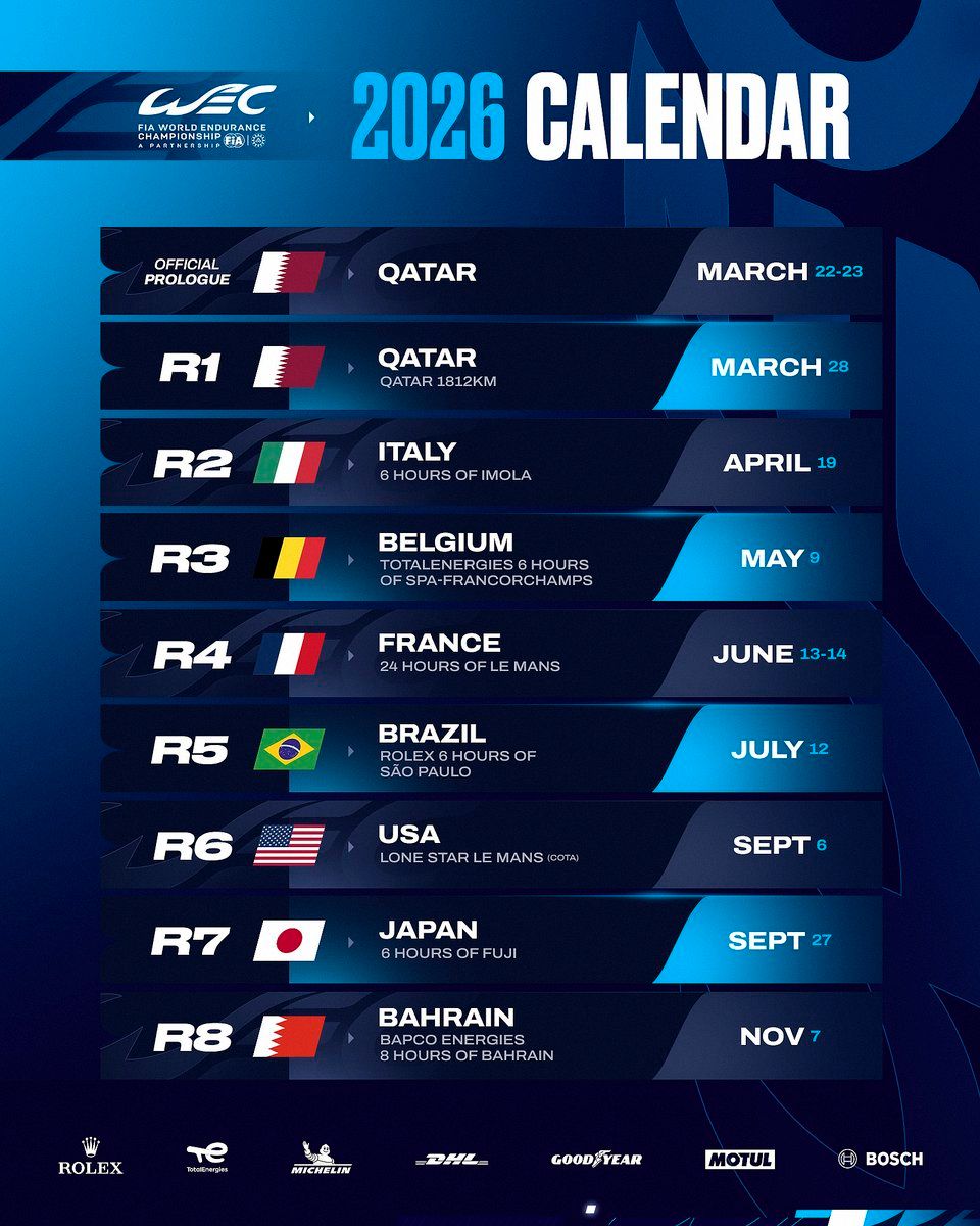 2026 FIA World Endurance Championship – Official Calendar Overview ...