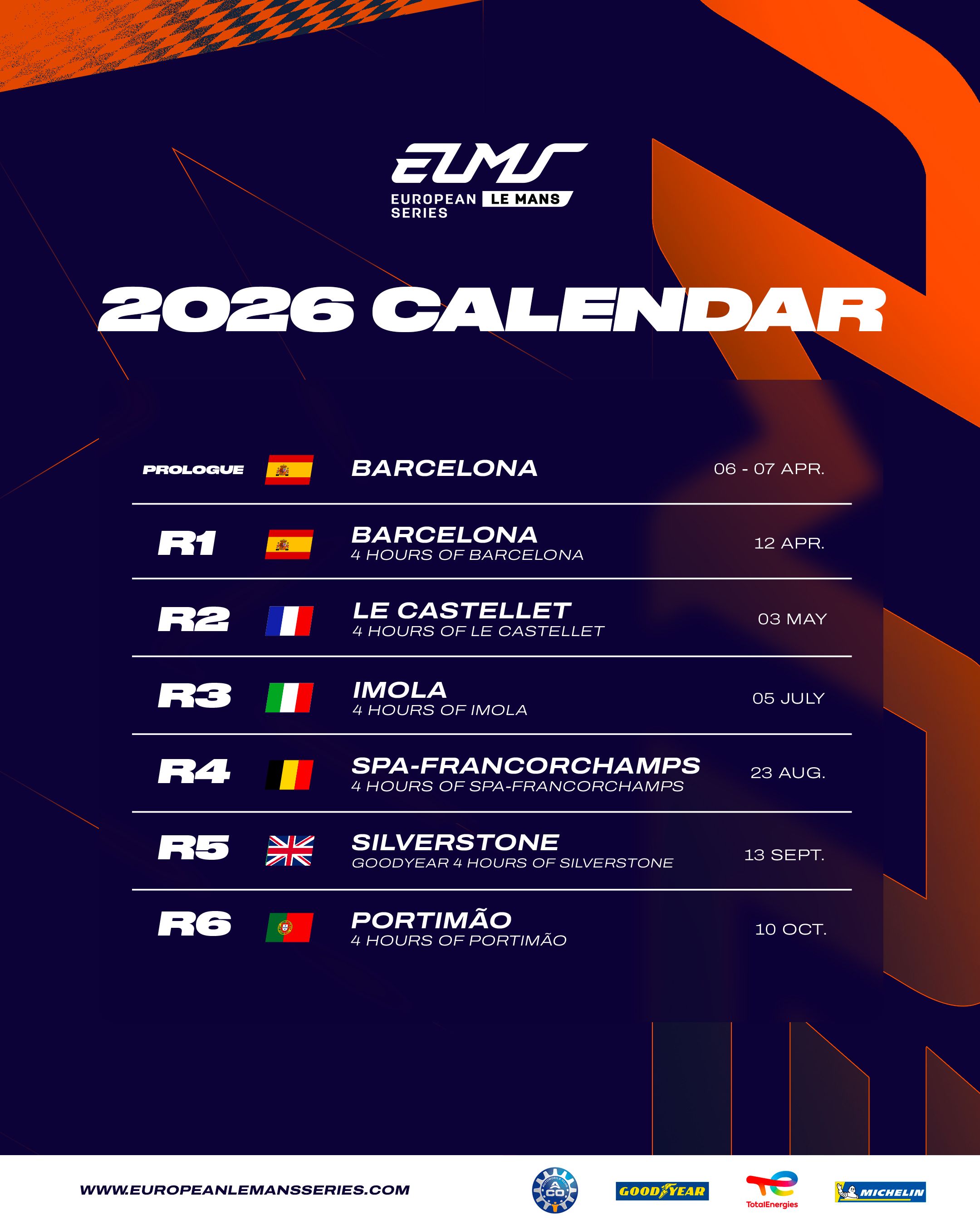 2026 European Le Mans Series (ELMS) – Official Calendar Overview ...