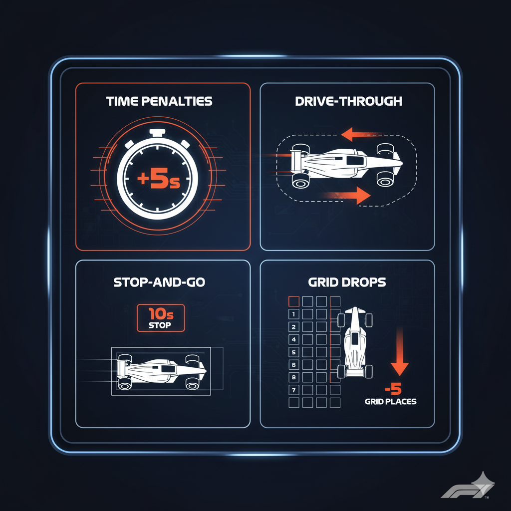 Uitleg over F1-straffen: tijdstraffen, drive-through, stop-and-go en ...